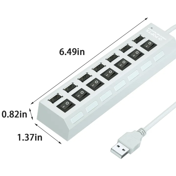 USB 2.0 Hub Multi USB Splitter Ports Hub Use Power Adapter4/ 7 Port ...
