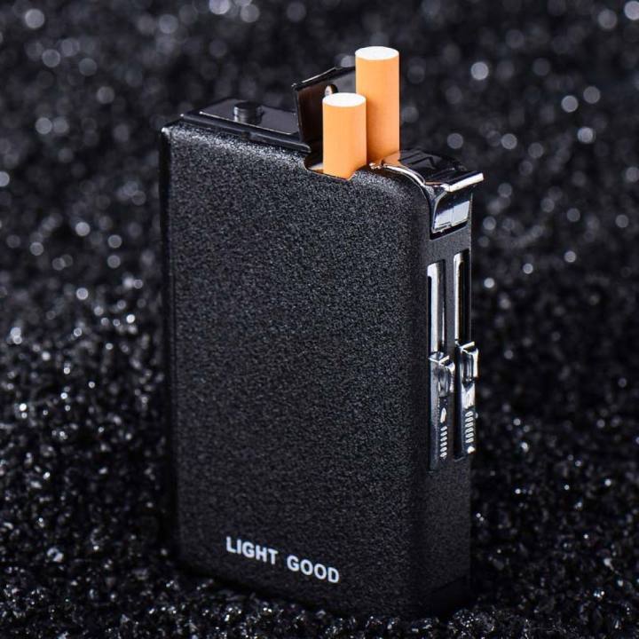 Cigarette Holder Case with lighter Damp Proof metal Cigarette Box ...