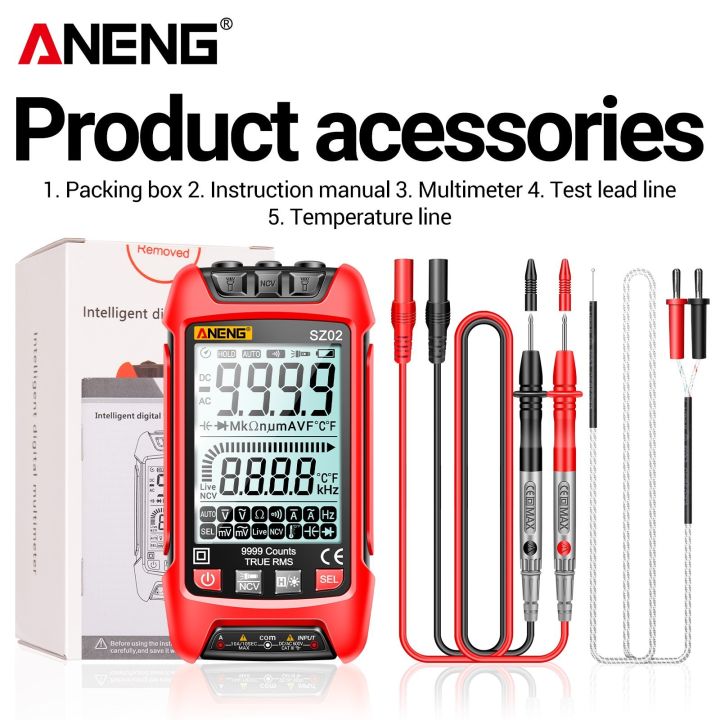 ANENG SZ02 Smart Digital Multimeter Auto Range 9999 Counts NCV ...