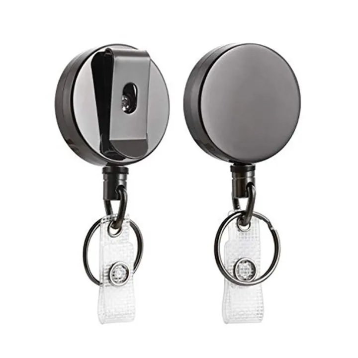 2 Pack Heavy Duty Retractable Badge Holder Reel Metal ID Badge Holder with Belt Clip Key Ring for Name Card Keychain Black Black Daraz .bd