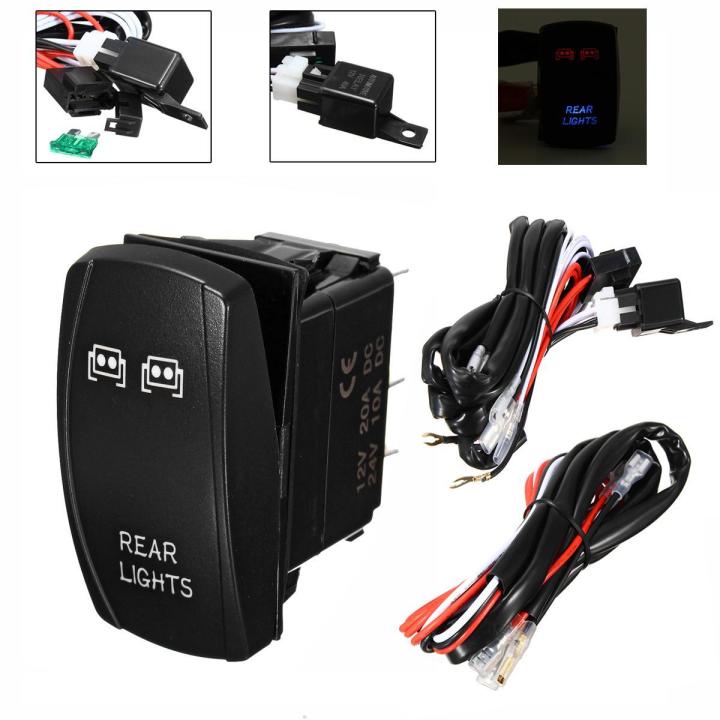 Waterproof LED Illuminated Backlit Rocker Switch + Relay Fuse Wiring ...