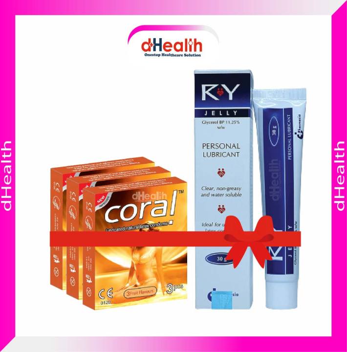 Coral 3 Fruit Girl Condom 3 Pack & RY Jelly 30gm 1 Pack Combo Pack ...