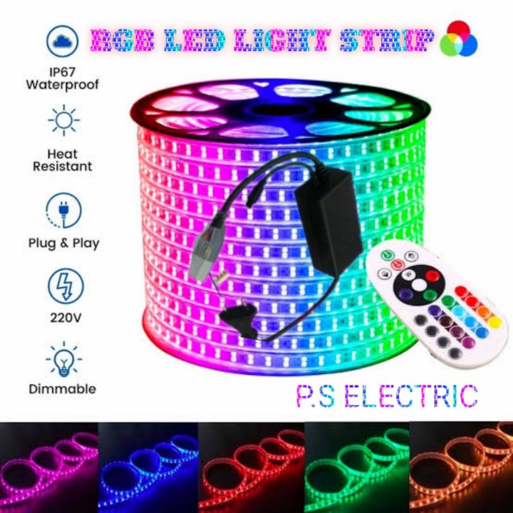RGB LED Strip 220V 240V 144 LEDs/M IP67 Wireless Bluetooth App Control ...