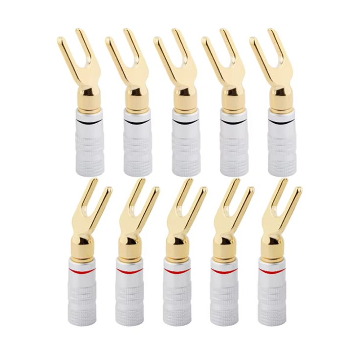 Audio Cable Wire Connector Screw Lock Fork Spade Plug Banana Plugs ...