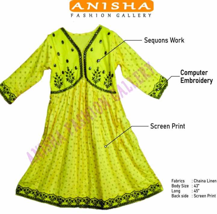 Stitched Gown China Linen Fabrics Computer Embroidery, Sequence And ...