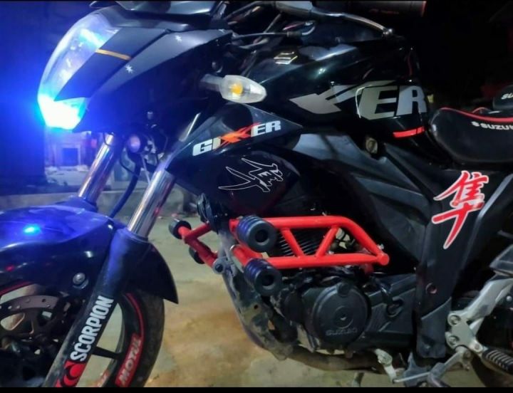 New leg guard engine bumper for Gixxer monotone bike red and black ...