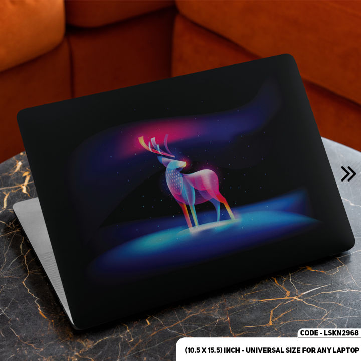 Neon Deer In Black Background Laptop Skin Vinyl Decal Laptop Sticker ...