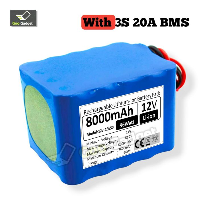 18650 Lithium-ion battery Pack 12V 3S4/5P 2000mAh with 3s 20a BMS ...