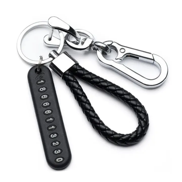 Anti-Lost Car Key Pendant Split Rings Keychain Phone Number Card ...