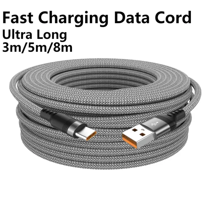 5A USB Type C Cable Ultra Long Mobile Phone Fast Charging Data Cord 3m ...