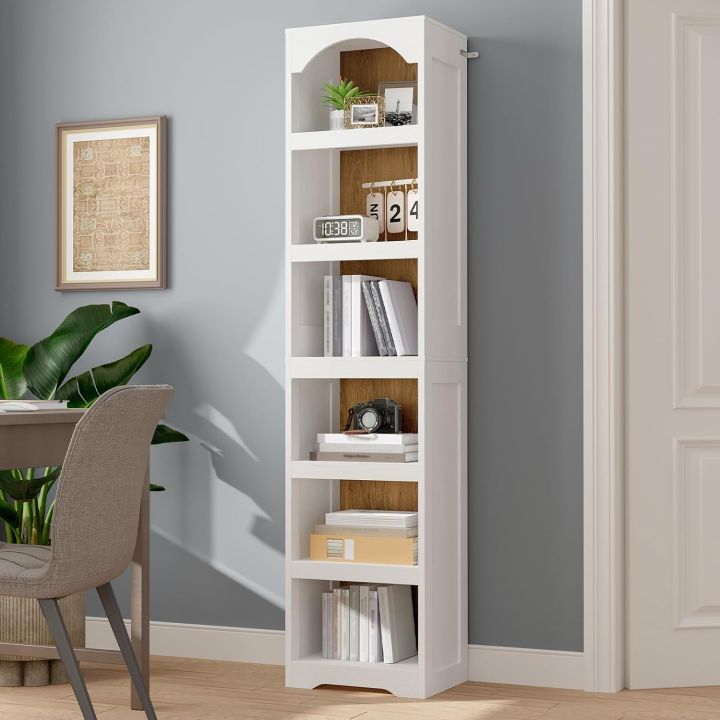 Furnisha Craft 6-Tier Arched Bookcase with Top Design, Modern Farmhouse ...