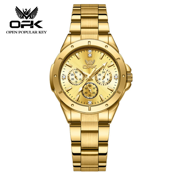 New OPK Watch Steel Band Cool Personality Luminous Fake Multi-Function ...