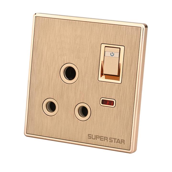 Super Star Glamour 15A 3 Pin Round AC Socket with Switch Three 3Pin A/C ...
