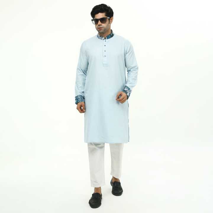 Light Blue Color Cotton Panjabi For Men | Daraz.com.bd