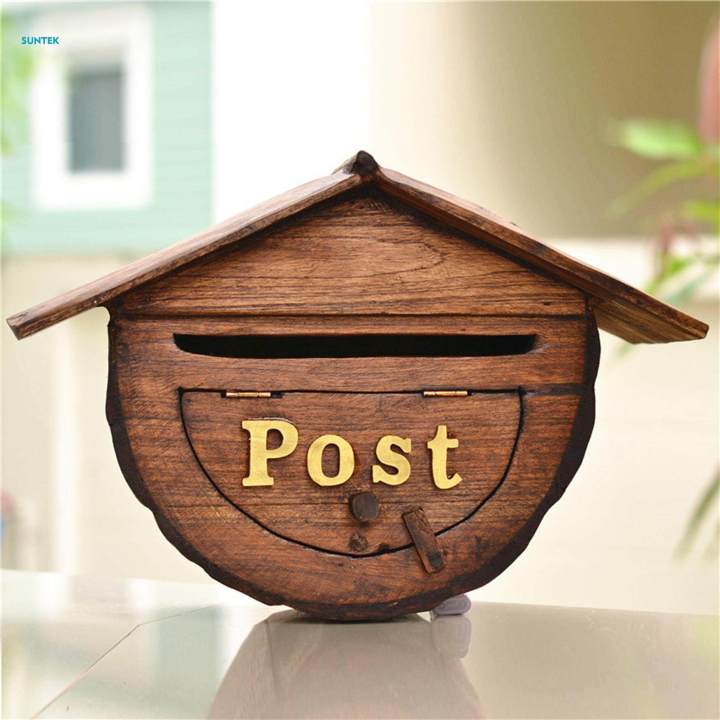 Wooden Mailbox for Outside Wall Mounted Mailbox Residential Mailbox ...