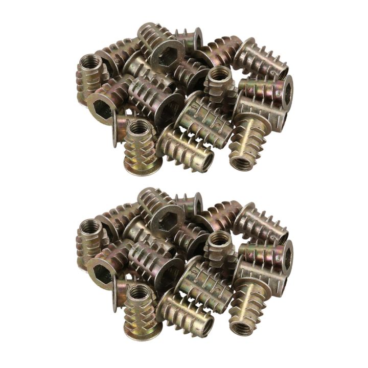 40 Pieces M6X 15mm Hexagon Socket Screw Thread Insert Nut for Wood ...