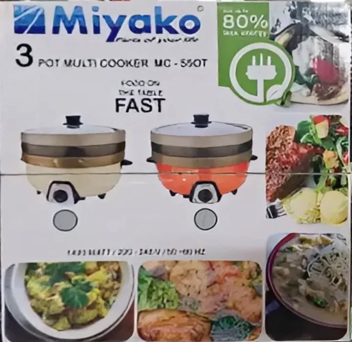 Miyako 3 Pot Multi cooker, Electric Curry Cooker With 3 Pot, Removable ...