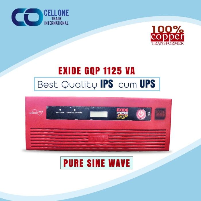 Exide GQP PURE SINE WAVE IPS UPS 1125 VA MACHINE FOR 12V BATTERY COPPER ...