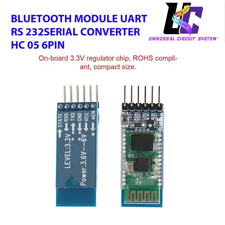 HC-05 Wireless Bluetooth RF Transceiver Master Slave Integrated Bluetooth Module 6 Pin Wireless ...