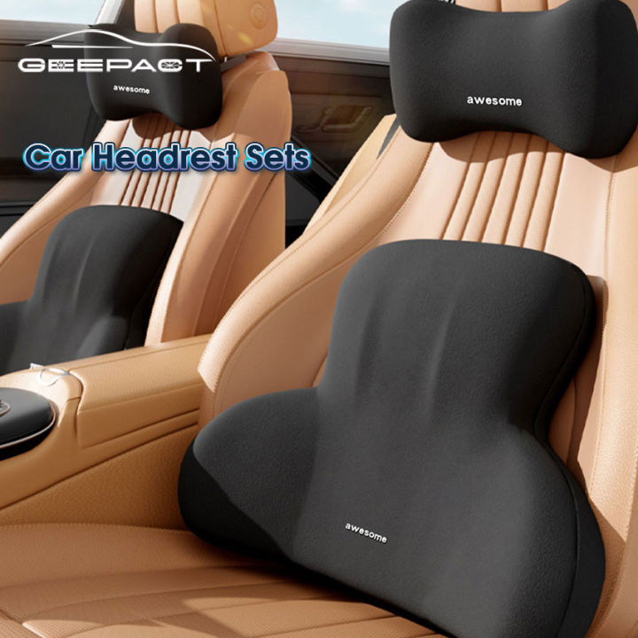 Geepact Car Headrest Sets Pillow Neck Support Headrest Lumbar Back ...
