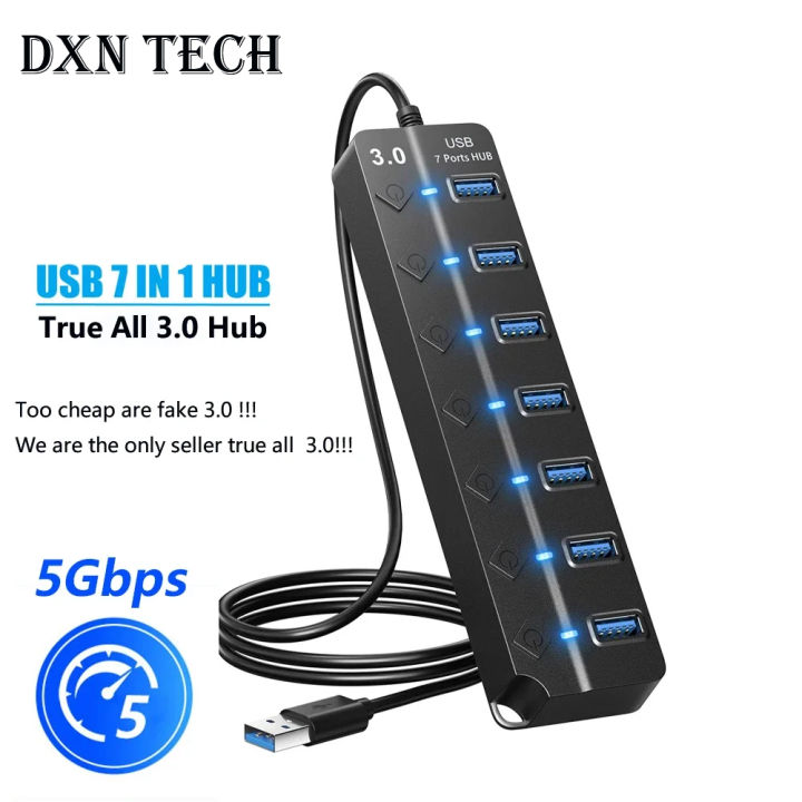 USB Hub 3.0 Multiprise USB High Speed Splitter 7 Port 5Gbps Hub Power ...