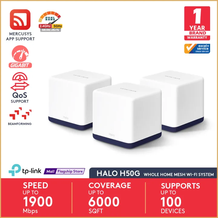 Mercusys Halo H50G AC1900 Whole Home Gigabit Mesh Wi-Fi System 3 Pack ...