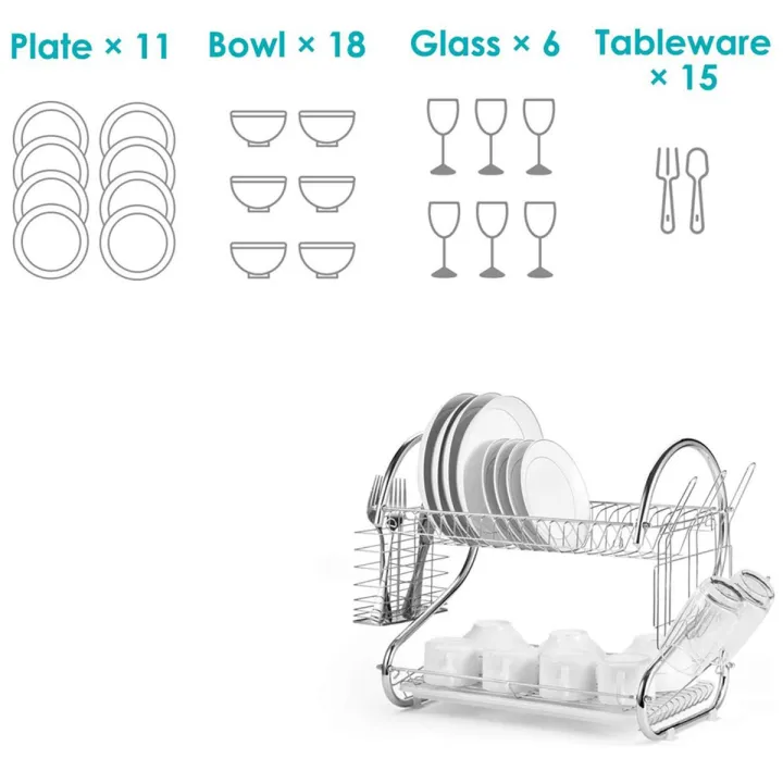 Double Layer Dish Drainer Kitchen Dish Rack Kitchen with Chopstick Holder Cup Holder Kitchen ...
