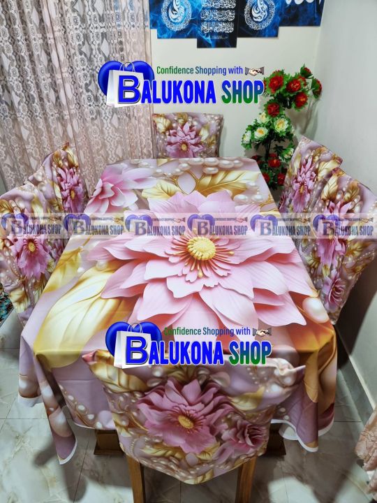 Digital 3D Print Dining table Cloth runner and 06 chair cover Full Seet ...