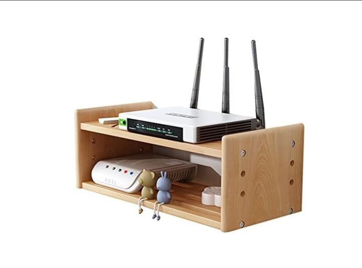 Router Shelf Wall Mount WiFi Router Storage Box Decorative Storage Rack ...