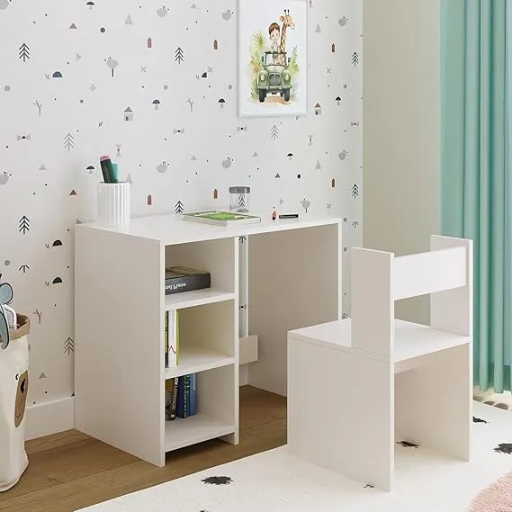 Study Table & Chair Set with Storage for 3-12 Years Kids, Medium Size ...