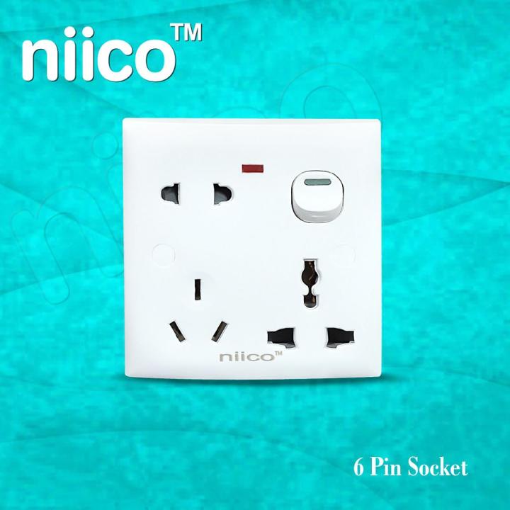 Niico Classic 6 pin wall switch socket - Upscaled Quality- 2 Year ...