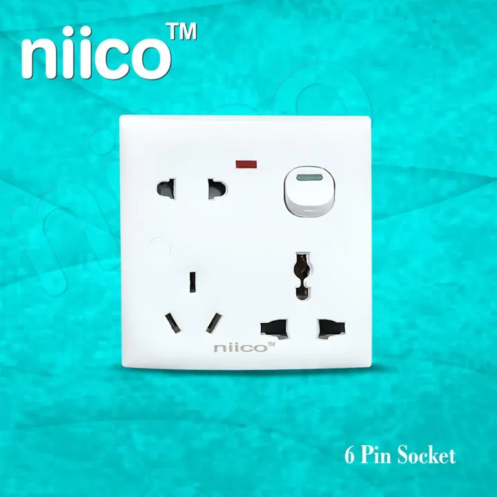 Niico Classic 6 pin wall switch socket - Upscaled Quality- 2 Year ...