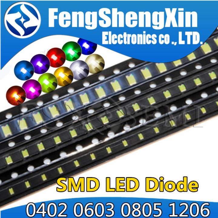 100pcs 0402 0603 0805 1206 1210 3528 SMD LED Red Yellow Green White ...