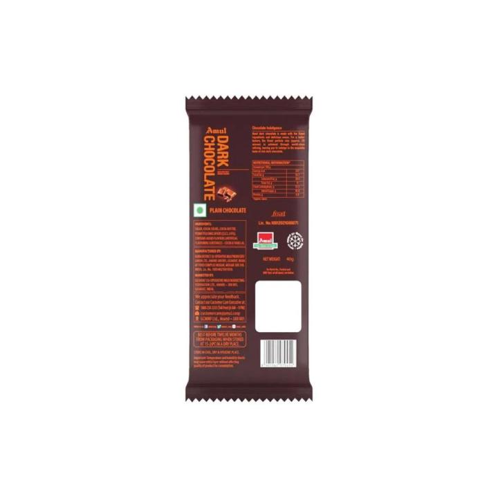 Amul Dark Chocolate Bar 40gm 1 pc | Daraz.com.bd