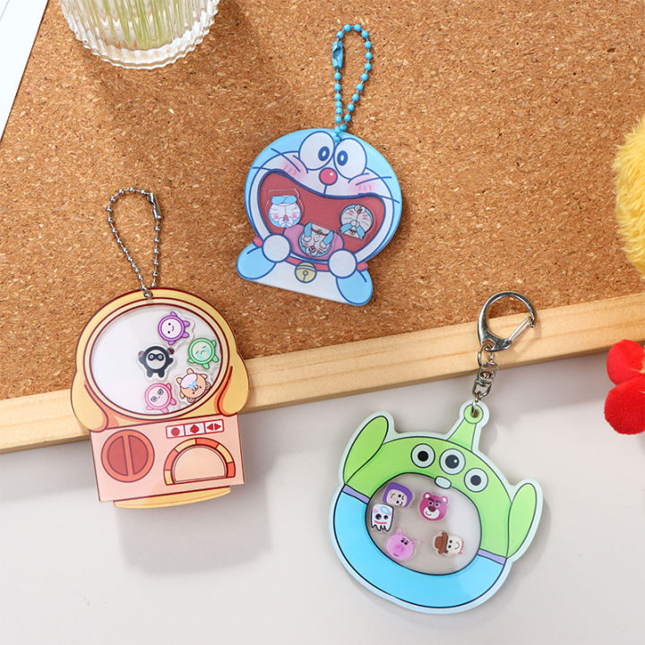 Dynamic Shakeable Doraemon Acrylic Keychain Pendant Cartoon Gacha ...