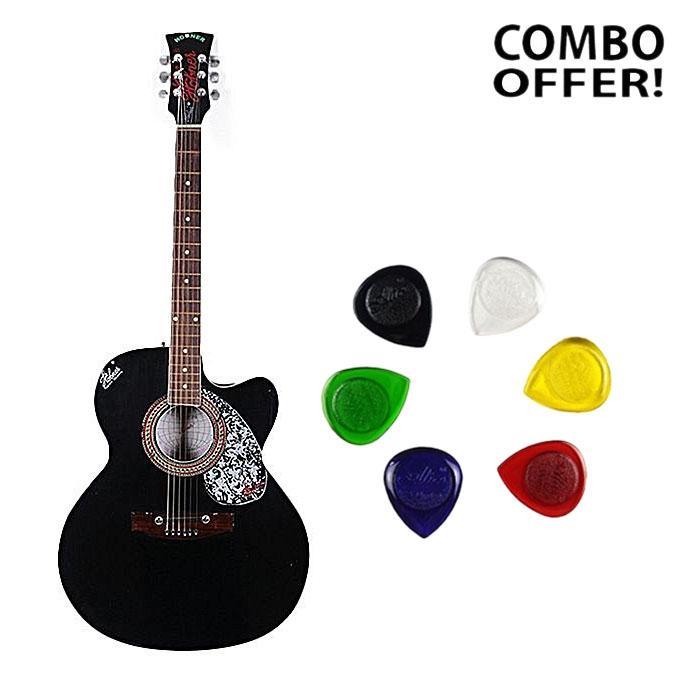 Combo of Indian Hobner Acoustic Guitar - Black and Alice 6 Pcs AP-100JS ...