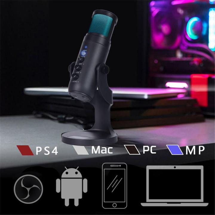 Pro Desktop live Microphone MC-PW9 USB RGB condenser mic for PC Laptop ...