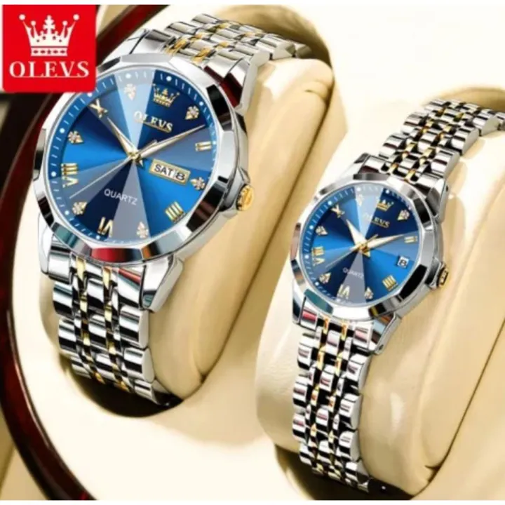 Olevs 9931 Couple set stainless steel imported quartz movement ...