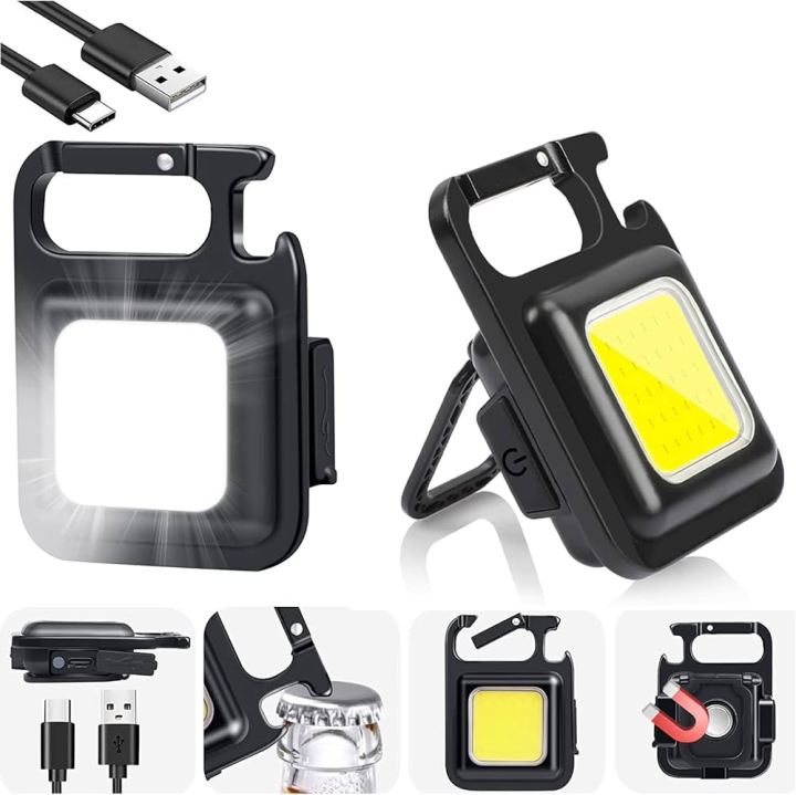 COB Rechargeable Multi-Functional Four Modes Magnetic Mini Keychain ...