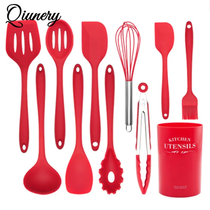 QI 11pcs/11pcs Silicone Kitchenware Set Non-stick Cookware Spatula High ...