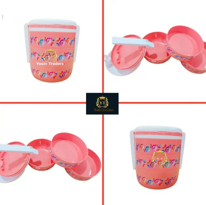 3 Bati Tiffin Box Pink Super Hard Quality Plastic | Daraz.com.bd