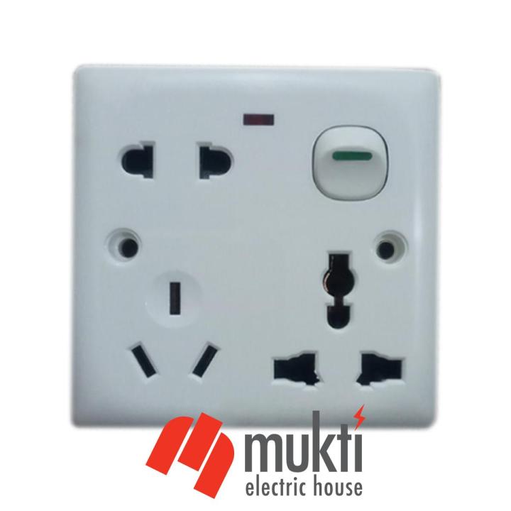 6 Pin Multi with Type I, 2 Pin and 3 Pin Combined Function Universal Socket with Switch 6Pin ...