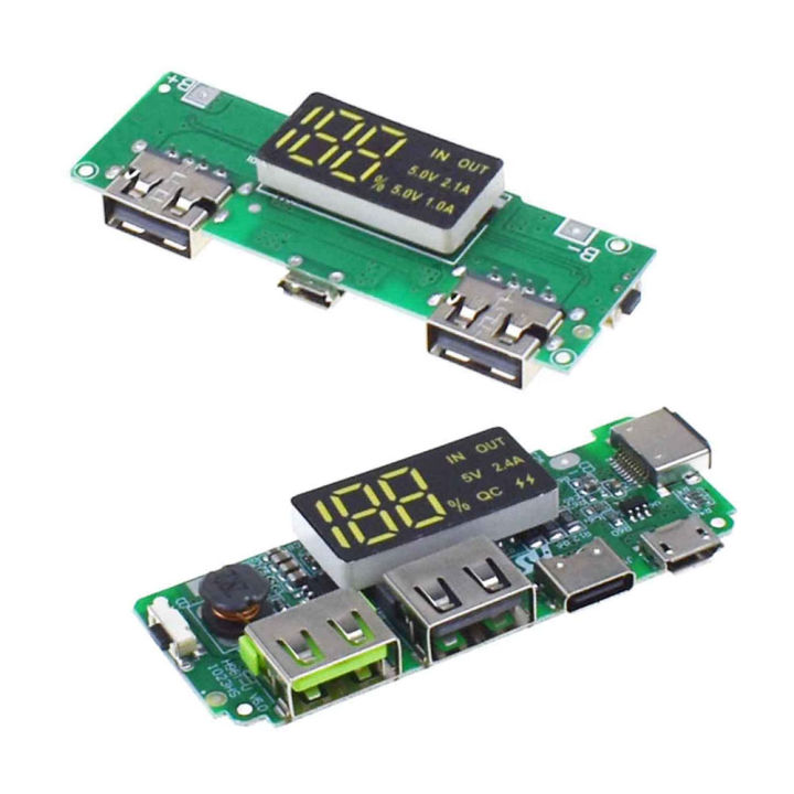 LED Dual USB 5V 2.4A 2A 1A Micro/Type-C USB 18650 Charging Module ...