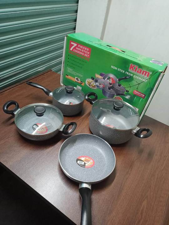 KIAM Non-Stick 7 Pieces Cookware Set(Non-stick Marble Coating) | Daraz ...