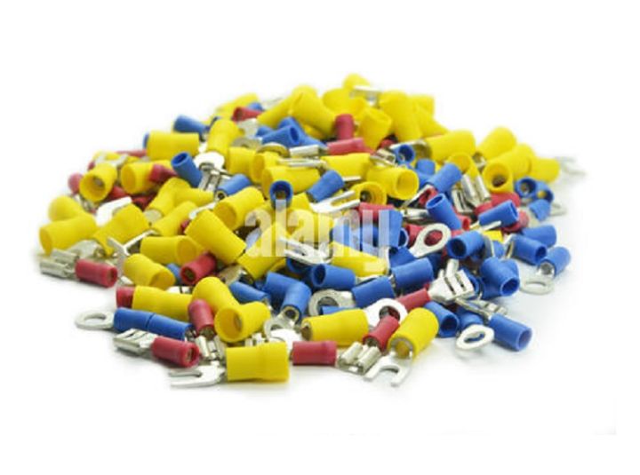 CABLE LUG'S 100 PCS 6 RM (RING/FORK/FIMALE/PIN) INSULTED CABLE WIRING ...