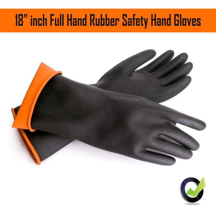 18" inch Full Hand Rubber Safety Hand Gloves Latex use for Resist Oil ...