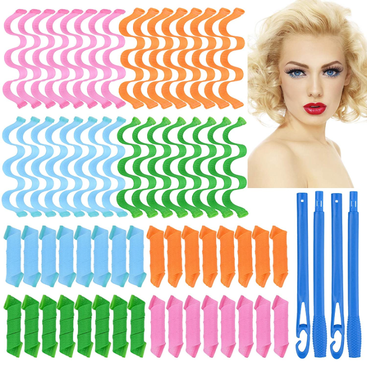 10/12pcs Heatless Hair Curlers No Heat Hair Wave Formers Spiral Wavy ...