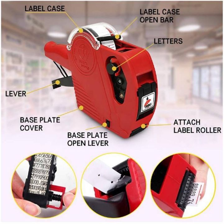 Price Tag Labeller Machine with 1 Ink & 1 Paper Rolls Price Tag Sticker ...