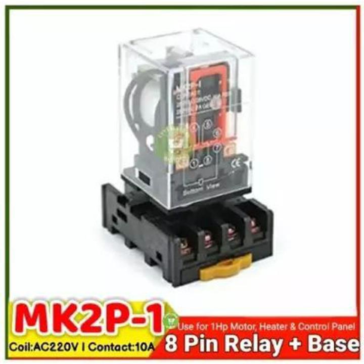 MK2P-1 10A 250V AC Mini Electromagnetic Relay with 8 Pin Round Base General Purpose Relay Coil ...