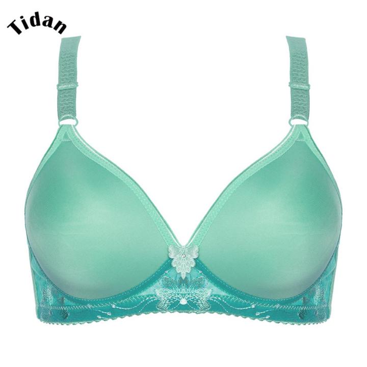 No Steel Ring Knit Ladies Bra Embroidery Thin Cup Bra Gather ...